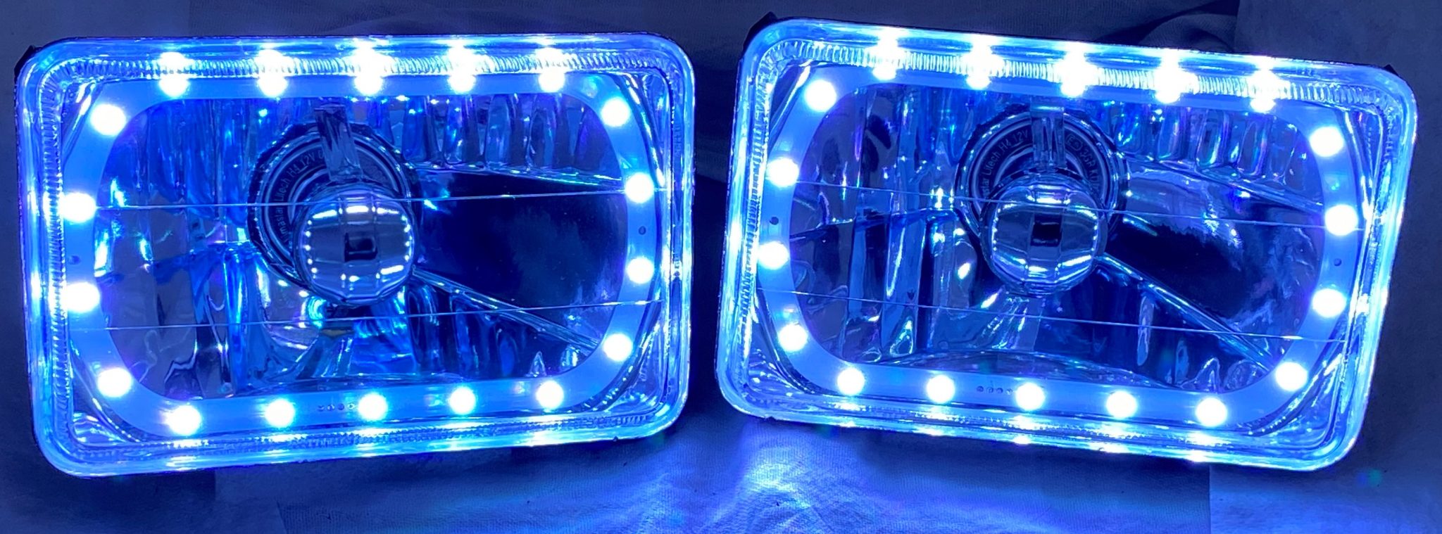 One Pair of 4x6 Inch Rectangle Elite Diamond Multi-Color Halo ...